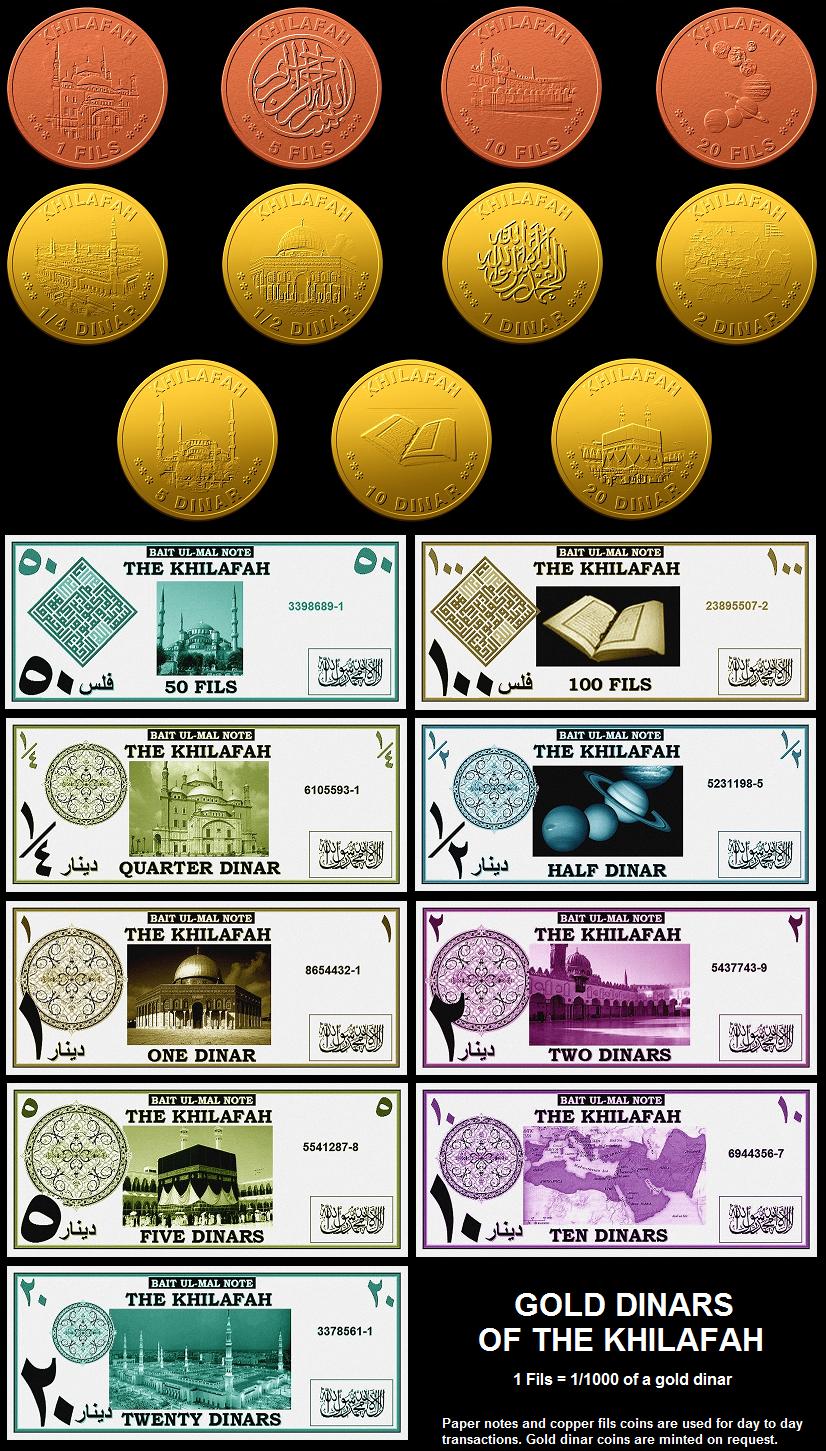 Notes and coins of the Caliphate’s (Khilafah) currency | Islamic ...
